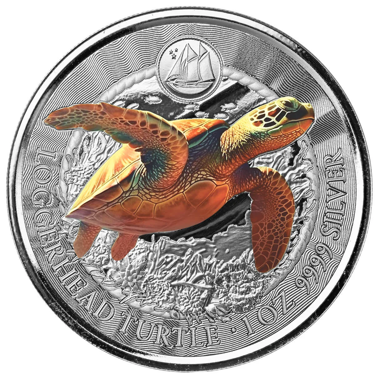 Shop the 2023 Cayman Islands Loggerhead Turtle 1 oz Silver Color Proof Coin