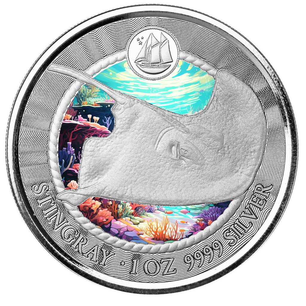 Shop the 2023 Cayman Islands Stingray 1 oz Silver Color Proof Coin