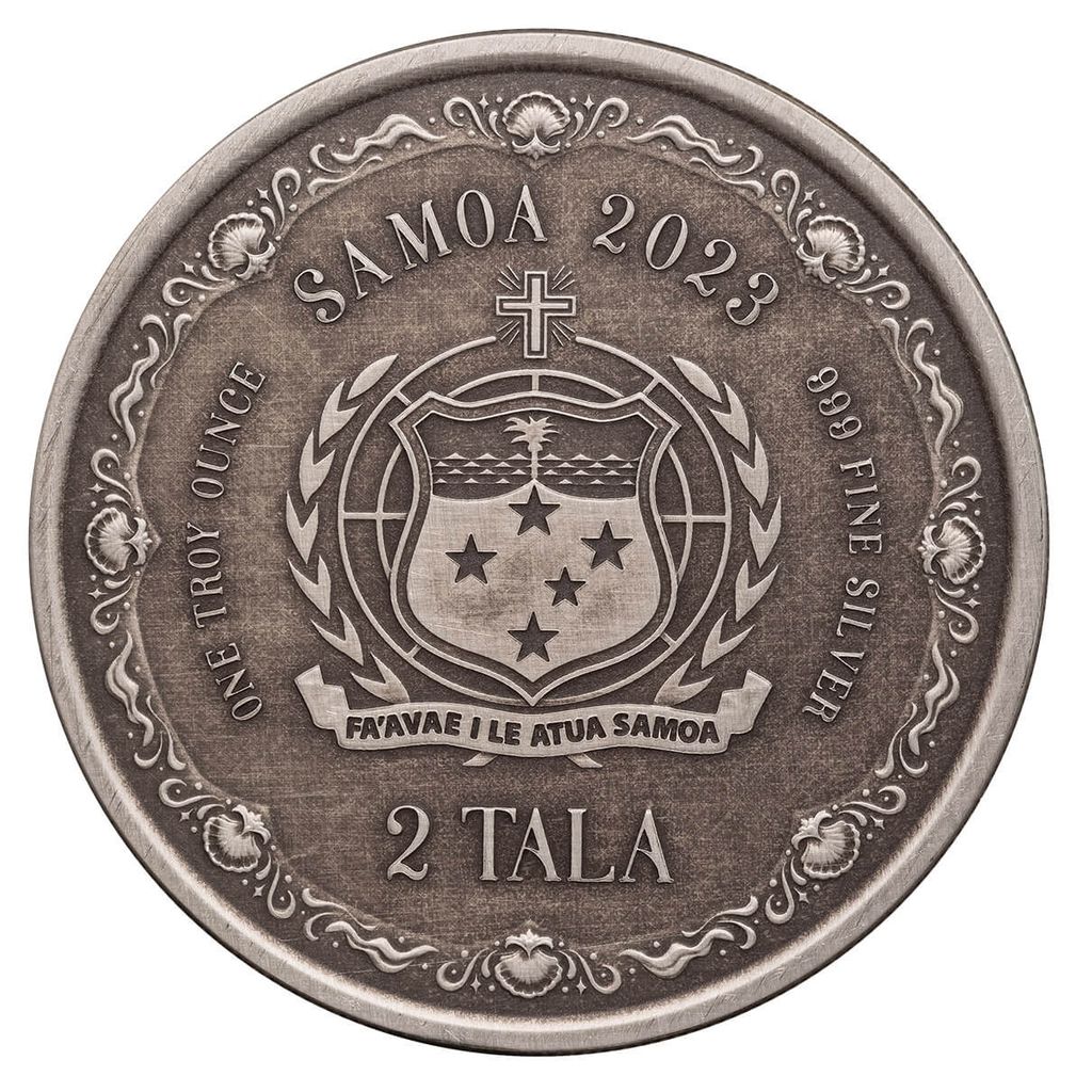 2023 Samoa Mermaid Mother & Daughter 1 oz Silver Antique Coin