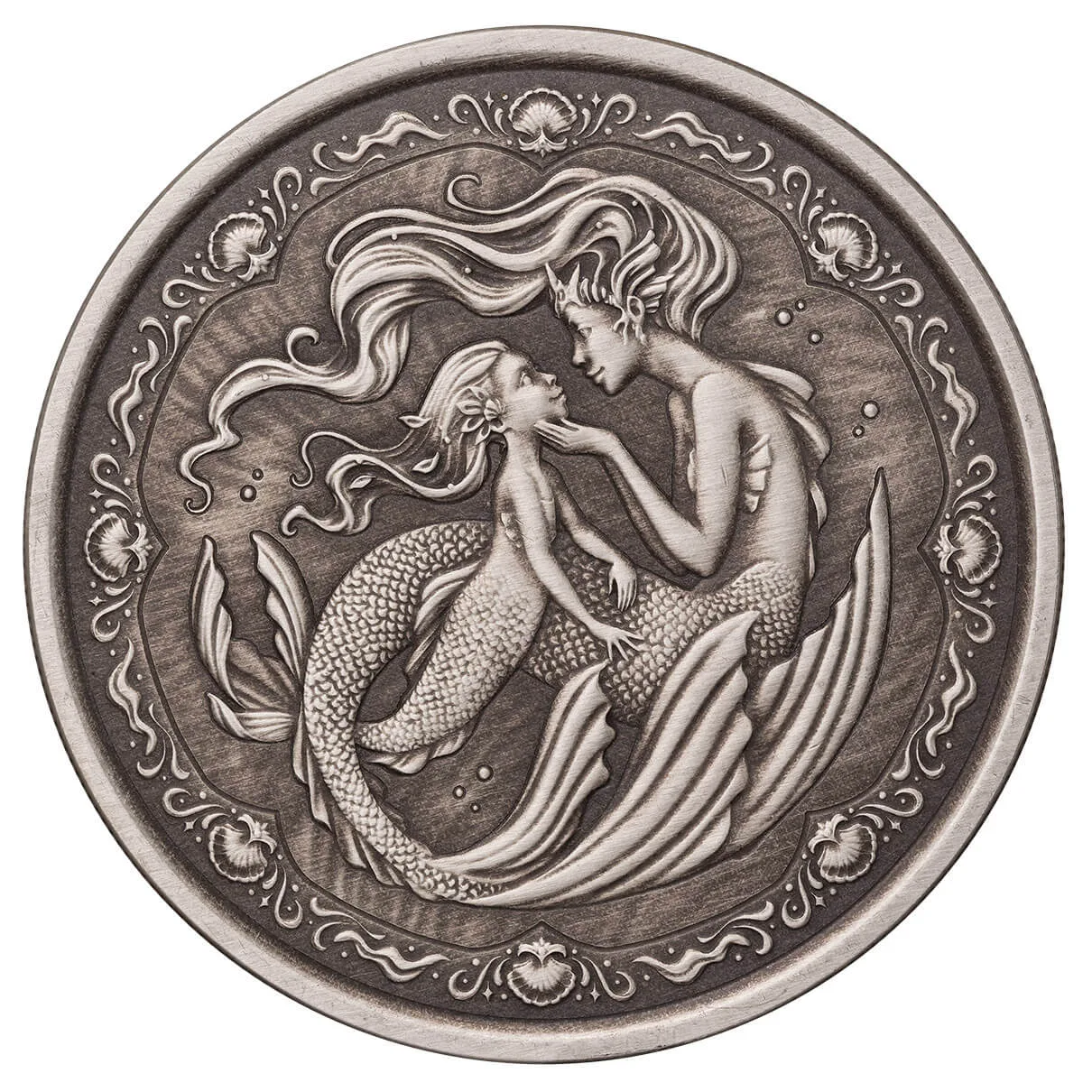 2023 Samoa Mermaid Mother & Daughter 1 oz Silver Antique Coin