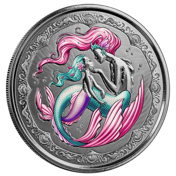 2023 Samoa Mermaid Mother & Daughter 1 oz Silver Color Coin