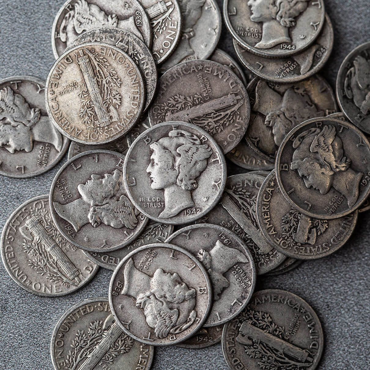 Random Year 90% Silver Mercury Dimes Circulation Silver Coin ...