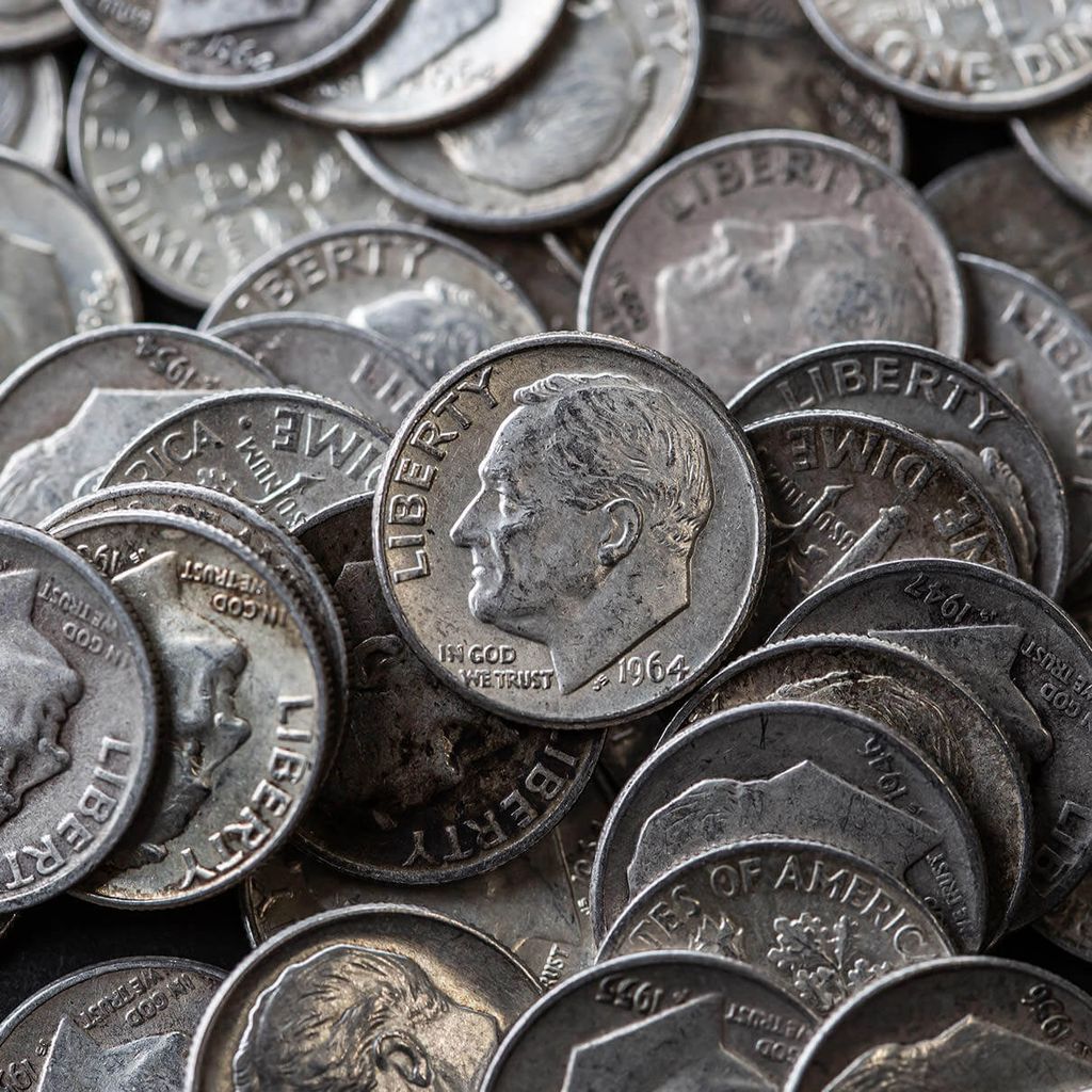 Random Year 90% Silver Roosevelt Dimes - Circulated | Scottsdale Mint