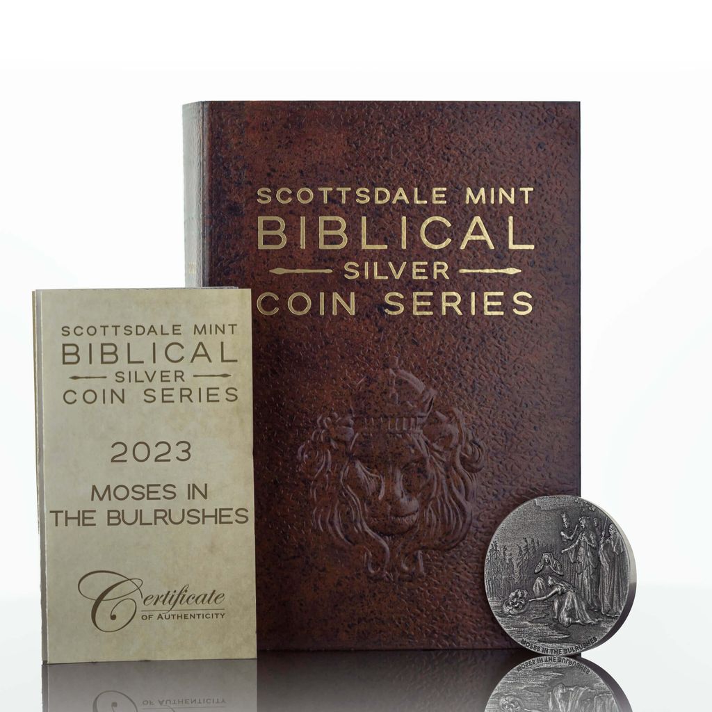 2023 Biblical Series | Moses in the Bulrushes 2 oz Silver Antique Coin