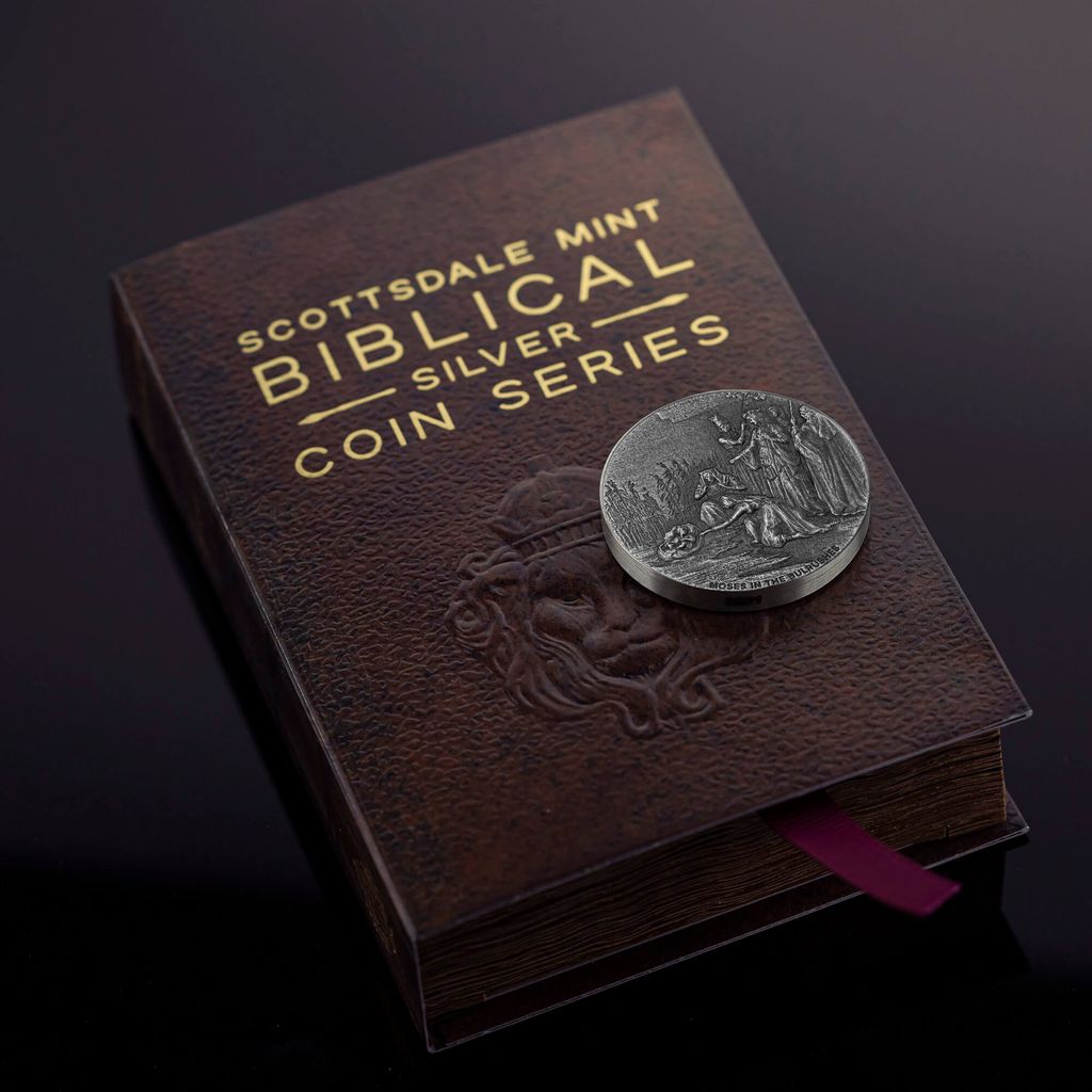 2023 Biblical Series | Moses in the Bulrushes 2 oz Silver Antique Coin