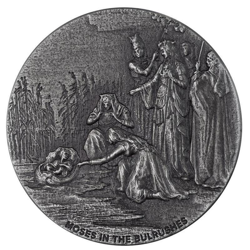 2023 Biblical Series | Moses in the Bulrushes 2 oz Silver Antique Coin