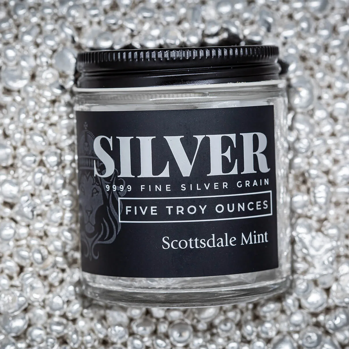 Silver Shot 5 Troy oz .9999 Fine Silver Casting Grain Jar