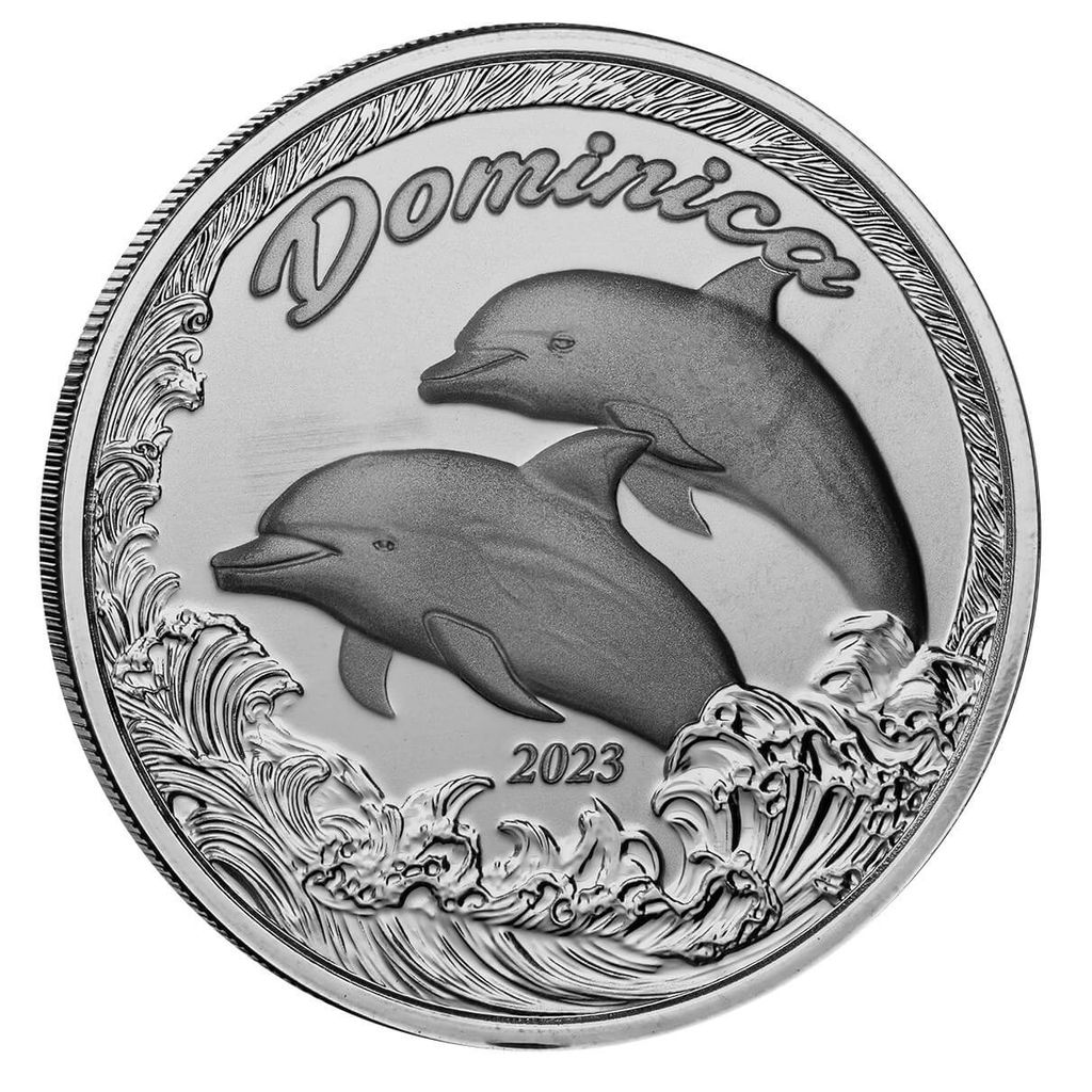 2023 EC8 Dominica Dolphin 1 oz Silver Coin Alpha Strike