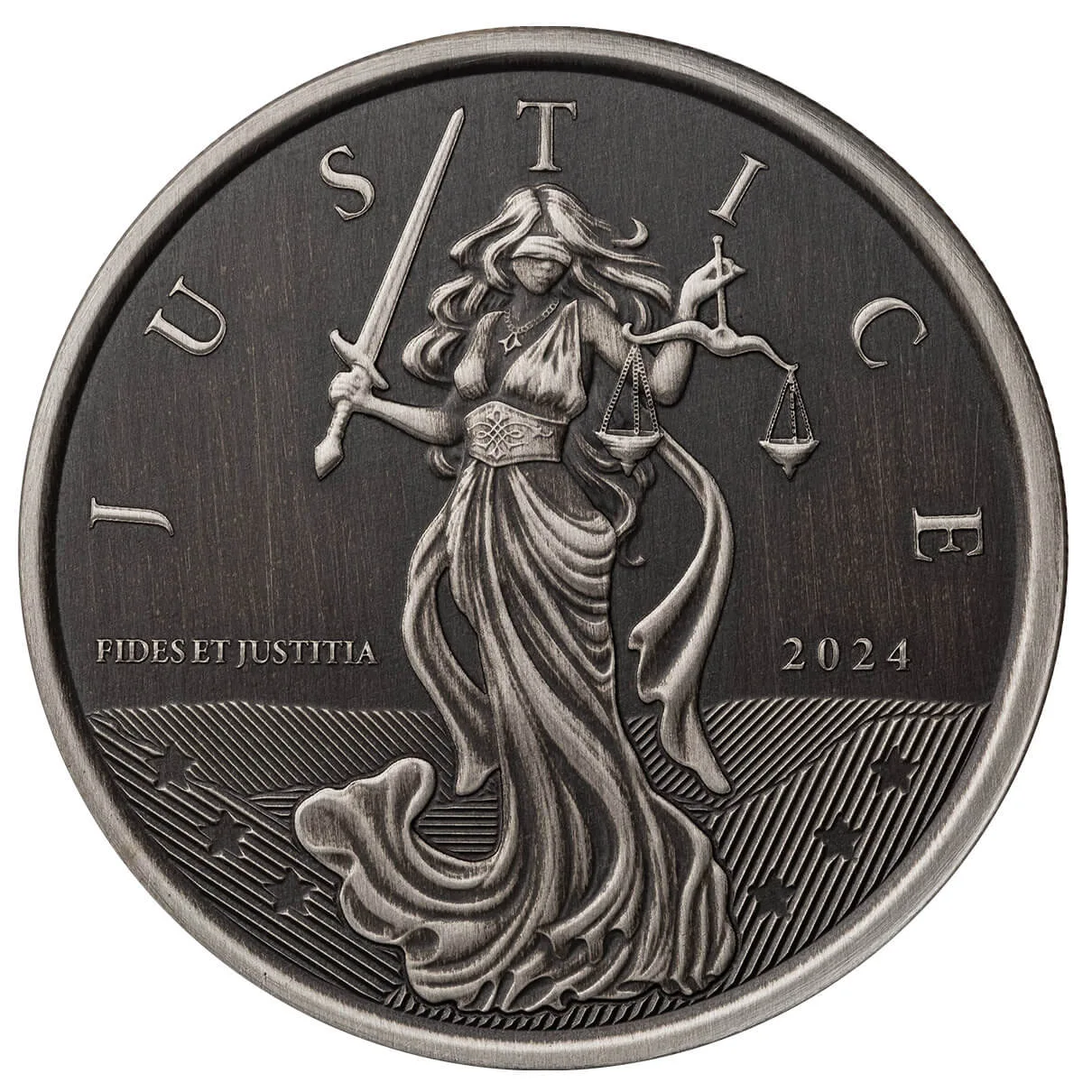 2024 Gibraltar Lady Justice 1 oz Silver Antique Coin