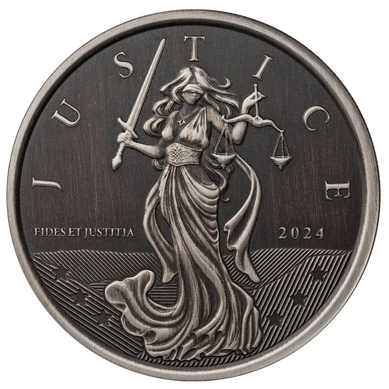 2024 Gibraltar Lady Justice 1 oz Silver Antique Coin