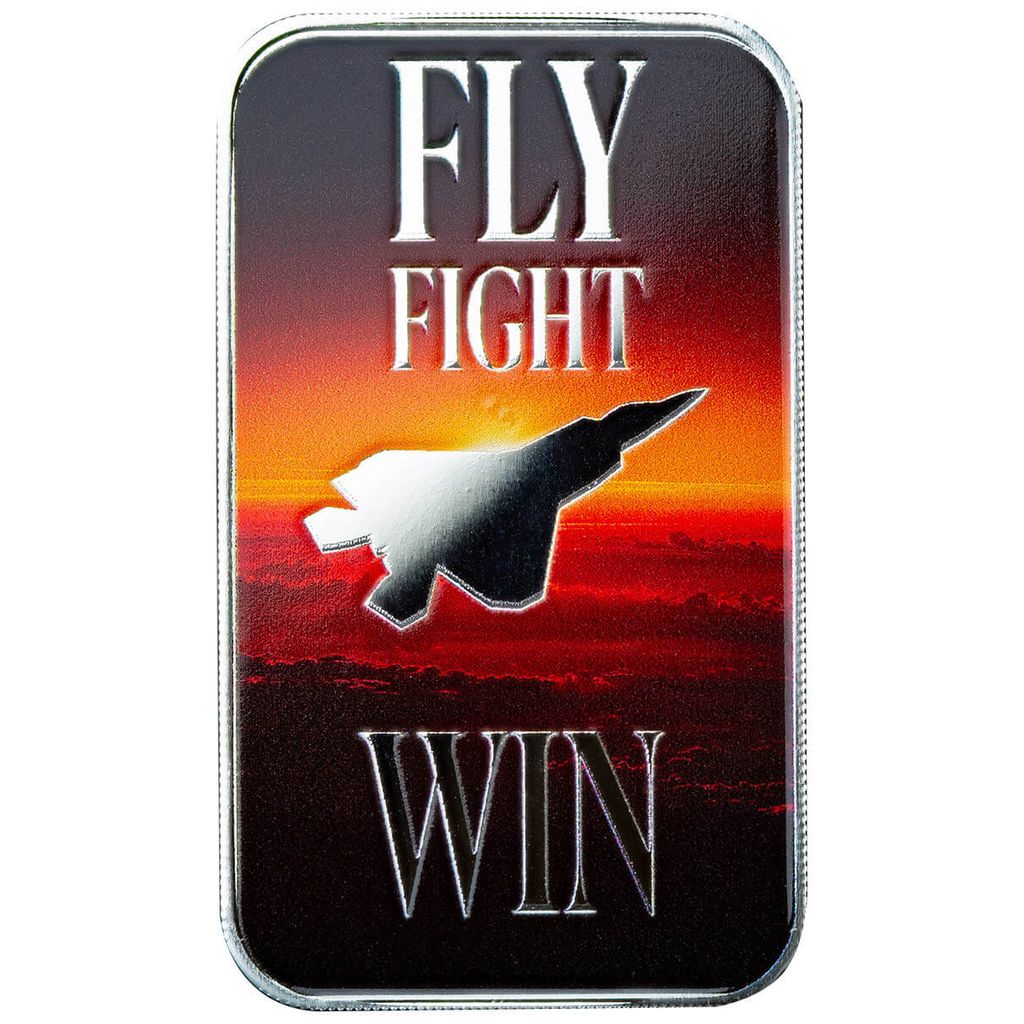 Scottsdale Fly Fight Win Airforce 1 Troy oz .999 Silver Color Bar