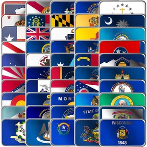 Shop All 50 USA State Flags 1 Troy Ounce 999 Fine Silver Color Bar Set