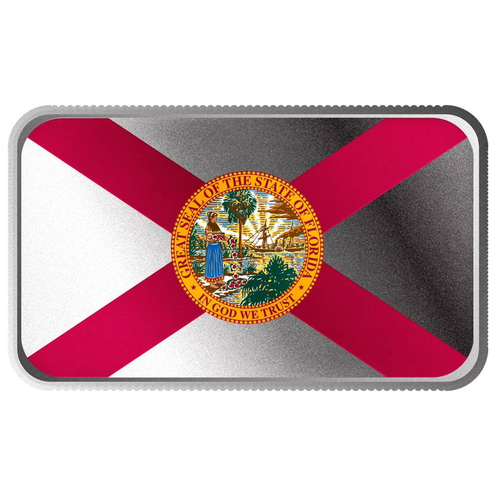 Shop Florida State Flag 1 Troy Ounce 999 Fine Silver Color Bar.