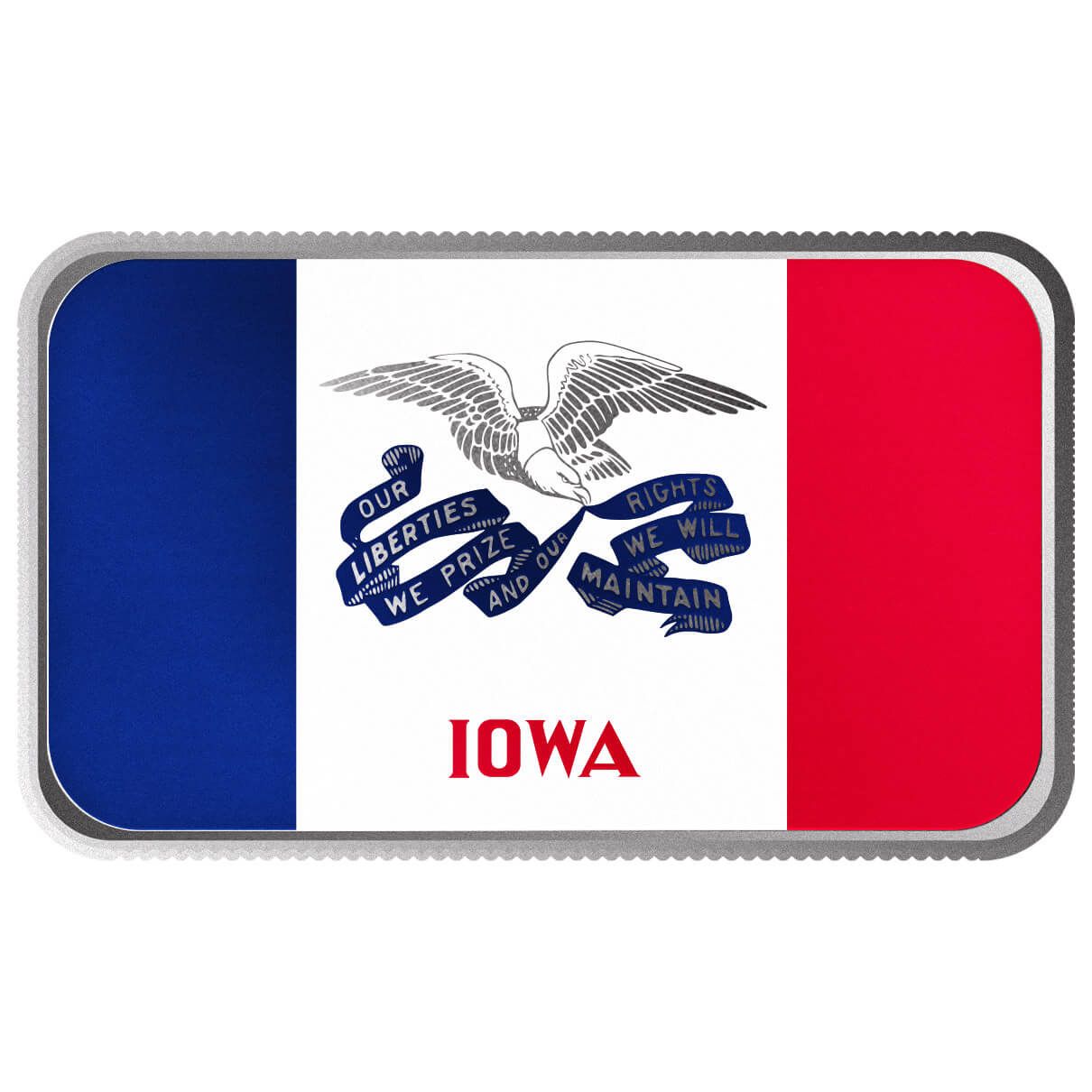 Shop Iowa State Flag 1 Troy Ounce 999 Fine Silver Color Bar.