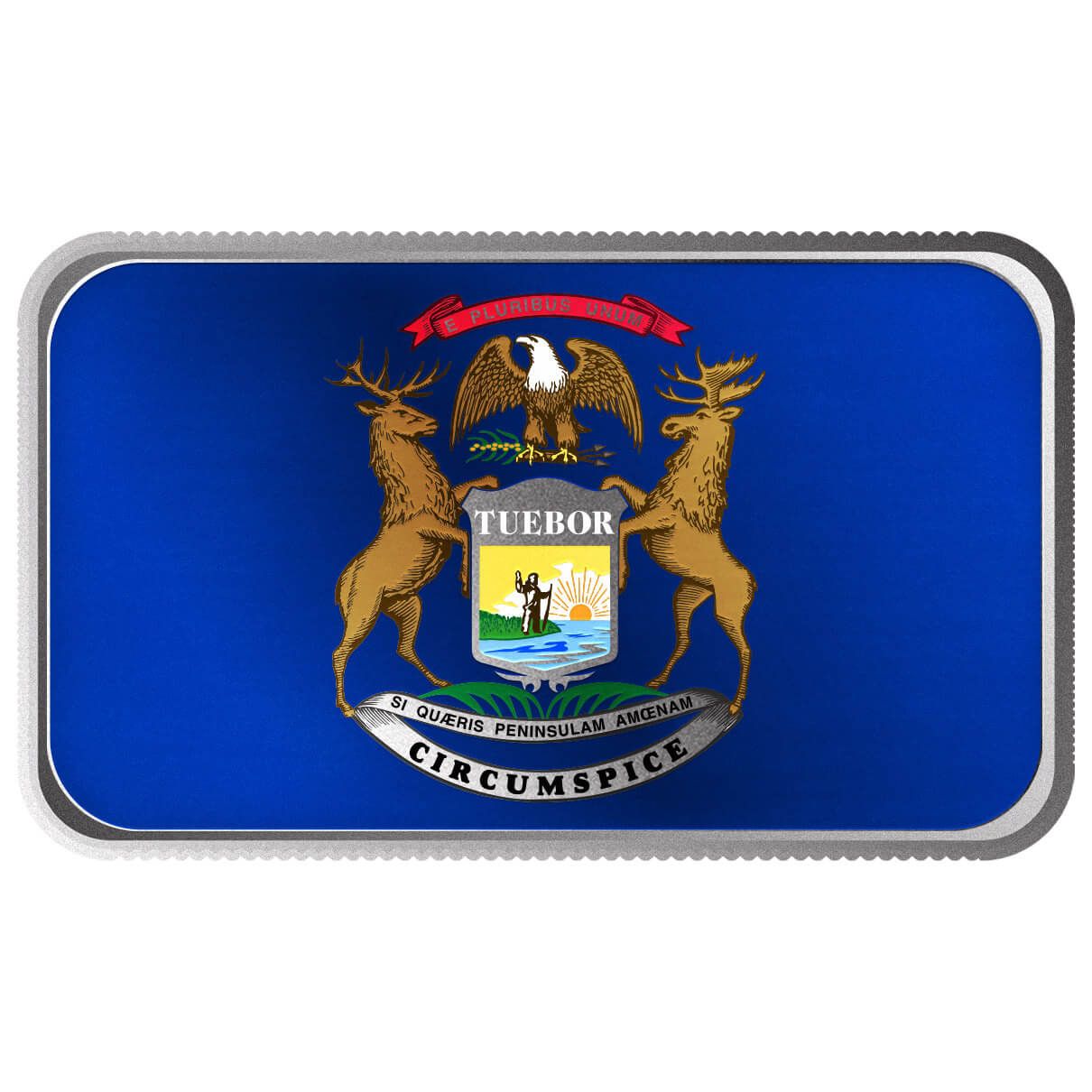 Shop Michigan State Flag 1 Troy Ounce 999 Fine Silver Color Bar.