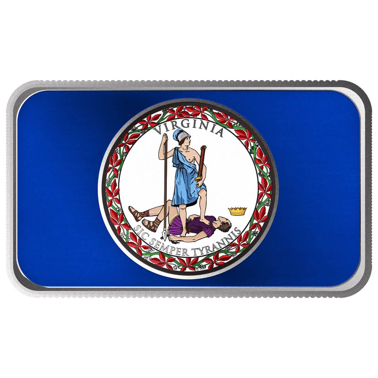 Shop Virginia State Flag 1 Troy Ounce 999 Fine Silver Color Bar.