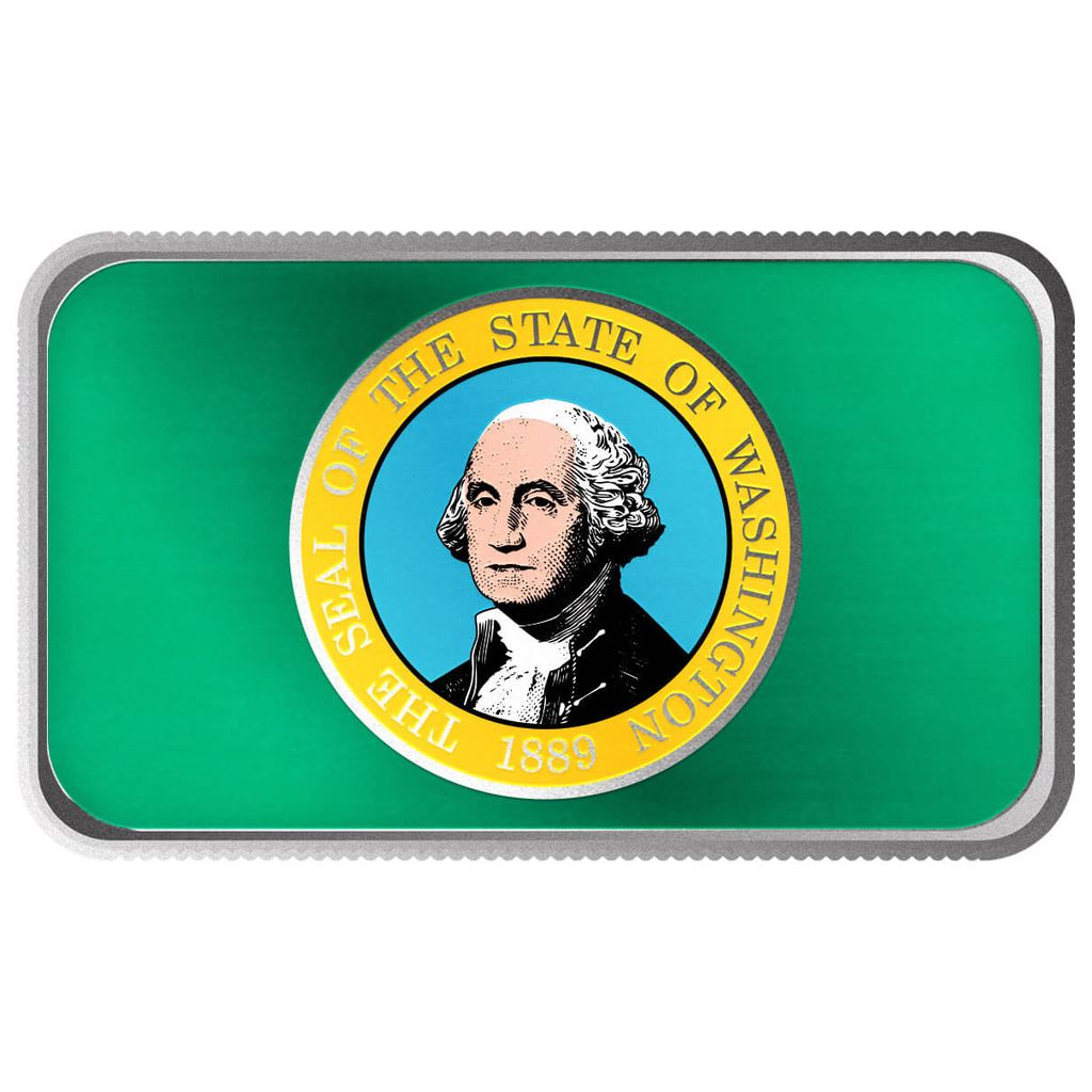 Shop Washington State Flag 1 Troy Ounce 999 Fine Silver Color Bar.