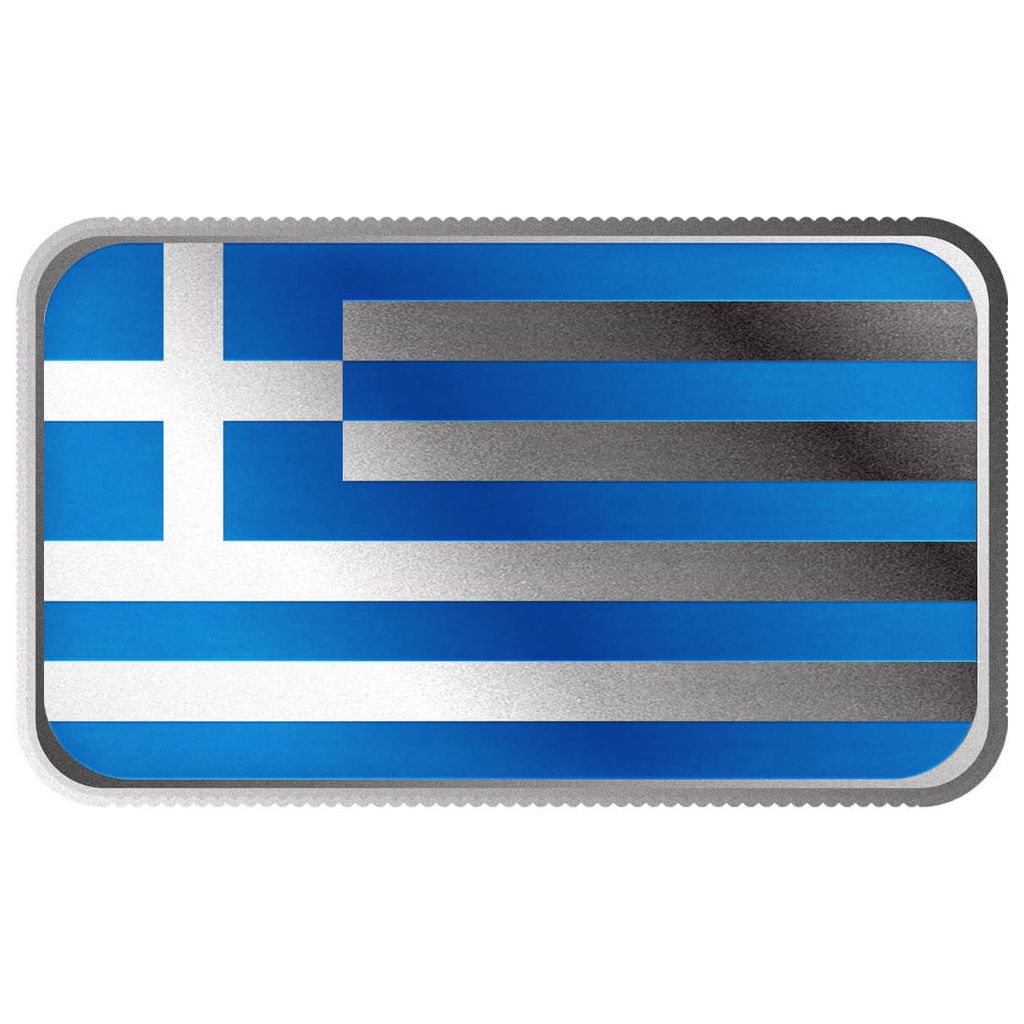 Shop Greece Country Flag 1 Troy Ounce 999 Fine Silver Color Bar