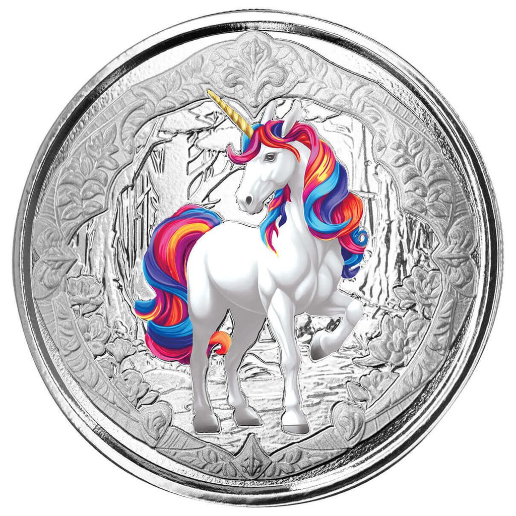 2024 Fiji Unicorn "Blossom" 1 oz Silver Rainbow Color Coin