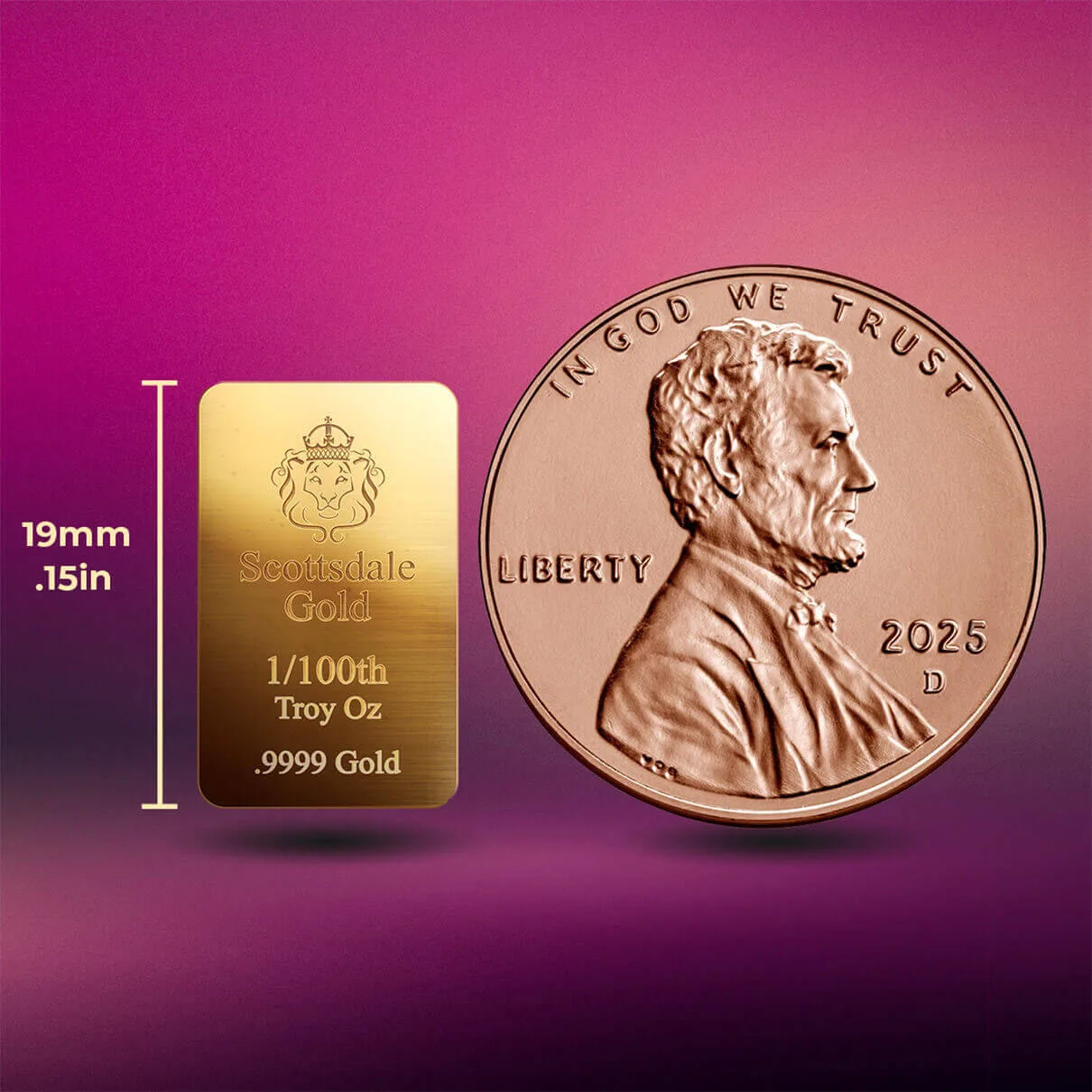 Scottsdale Gold 1/100th Oz Bar Gold Bars