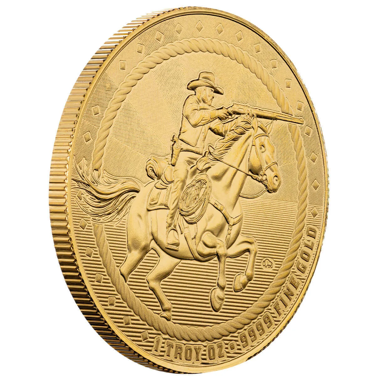 Scottsdale Cowboy Rifleman 1 Troy oz 9999 Fine Gold Bullion Round ...