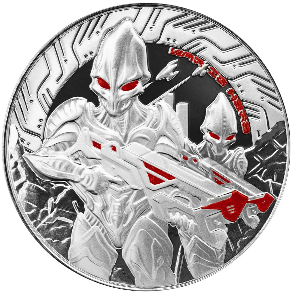 2024 Samoa Alien Battle 1 oz Colorized Silver Coin – Sci-Fi Art in .999 ...