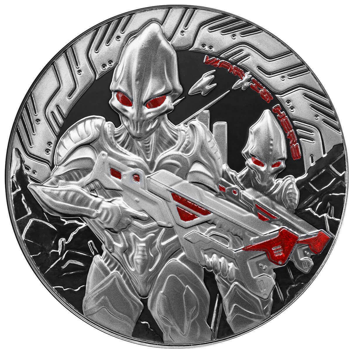 2024 Samoa Alien Battle 1 Troy oz 999 Fine Silver Black Rhodium Plated ...