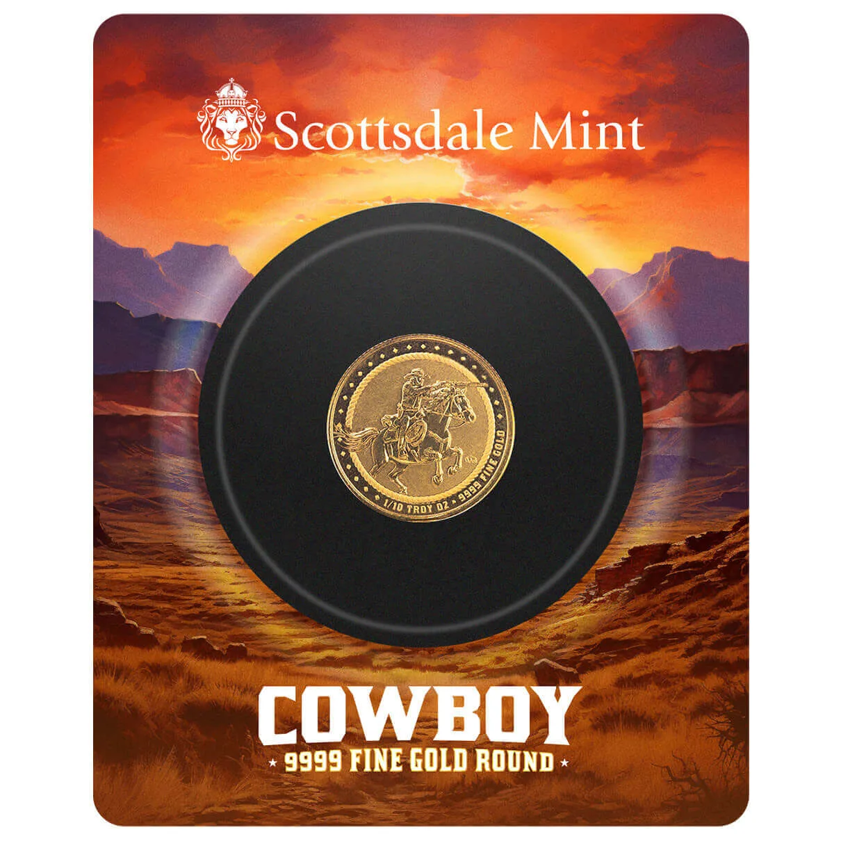 Scottsdale Cowboy Rifleman Tenth Troy oz 9999 Fine Gold Bullion Round ...