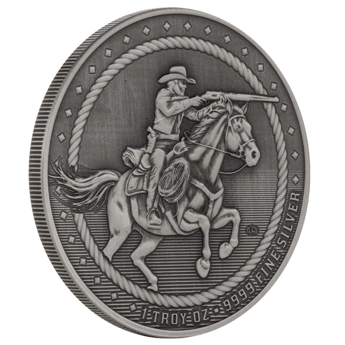 Scottsdale Cowboy with Buffalo Privy 1 oz Silver Antique Round