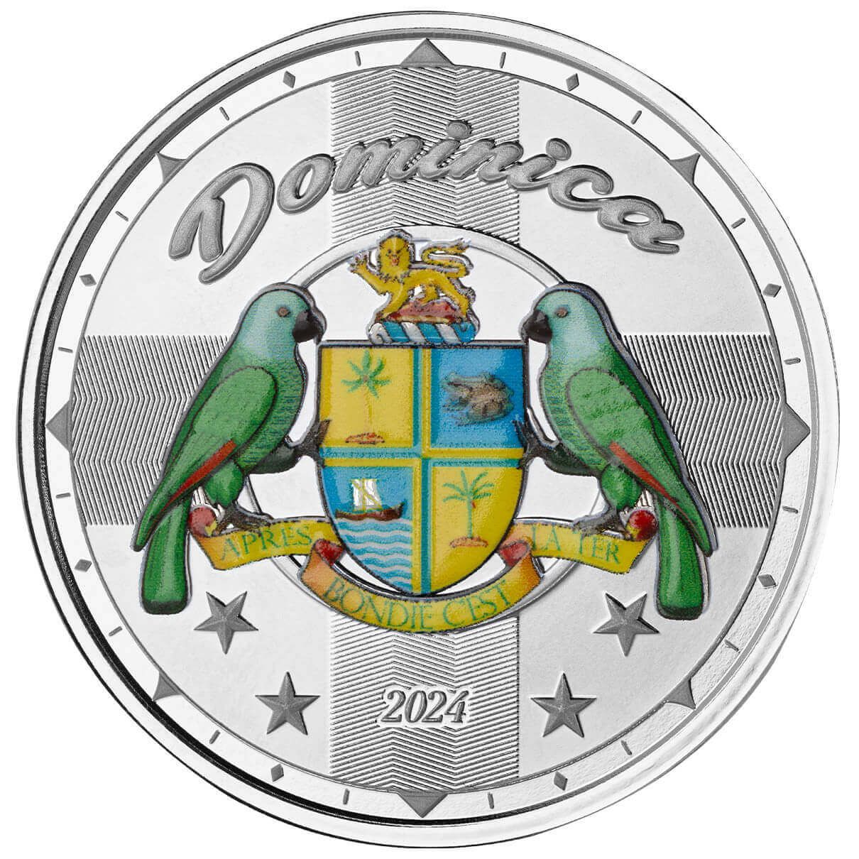 2024 EC8 Dominica | Coat of Arms 1 oz 999 Fine Silver Color Coin ...