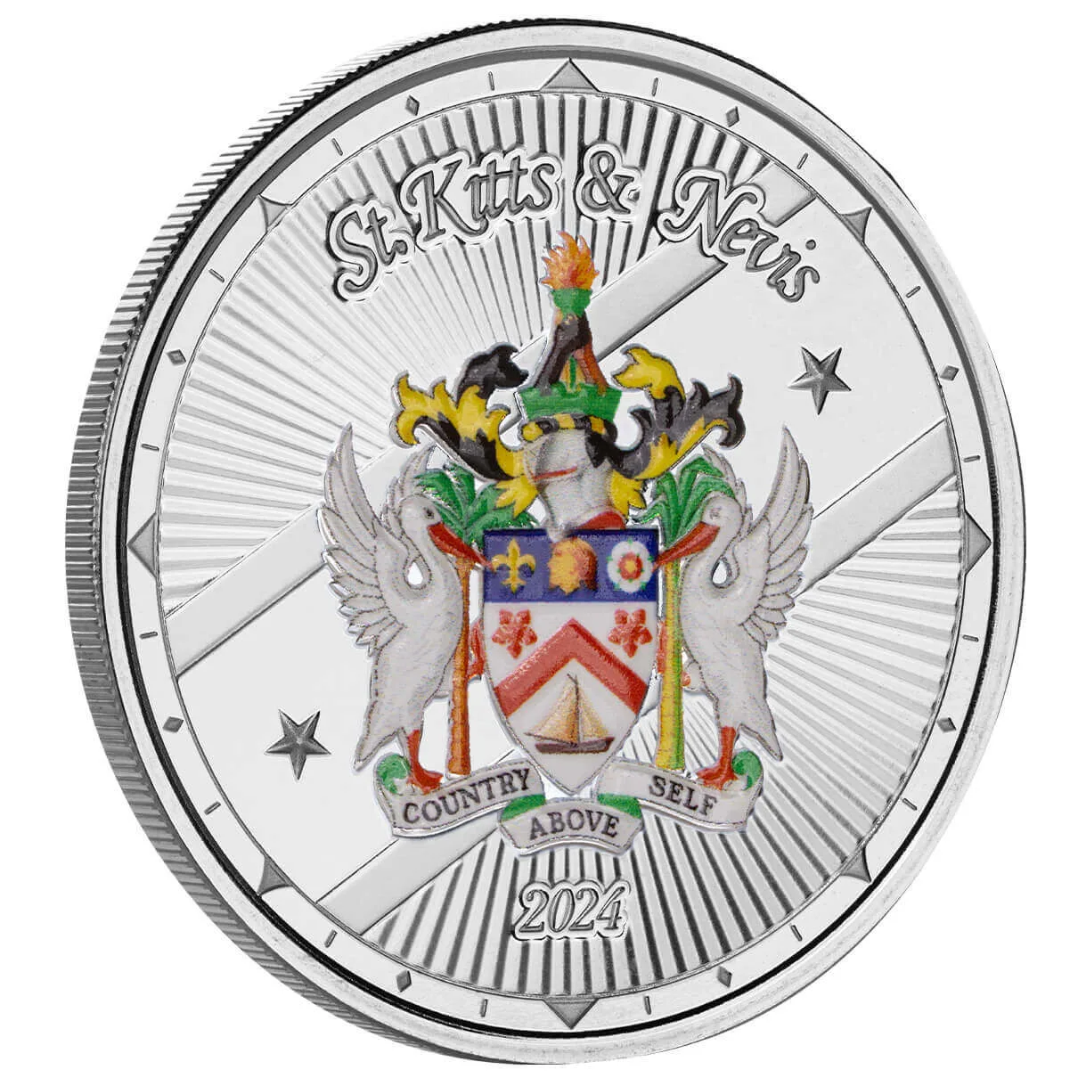 2024 EC8 St Kitts & Nevis | Coat of Arms 1 oz 999 Fine Silver Color ...