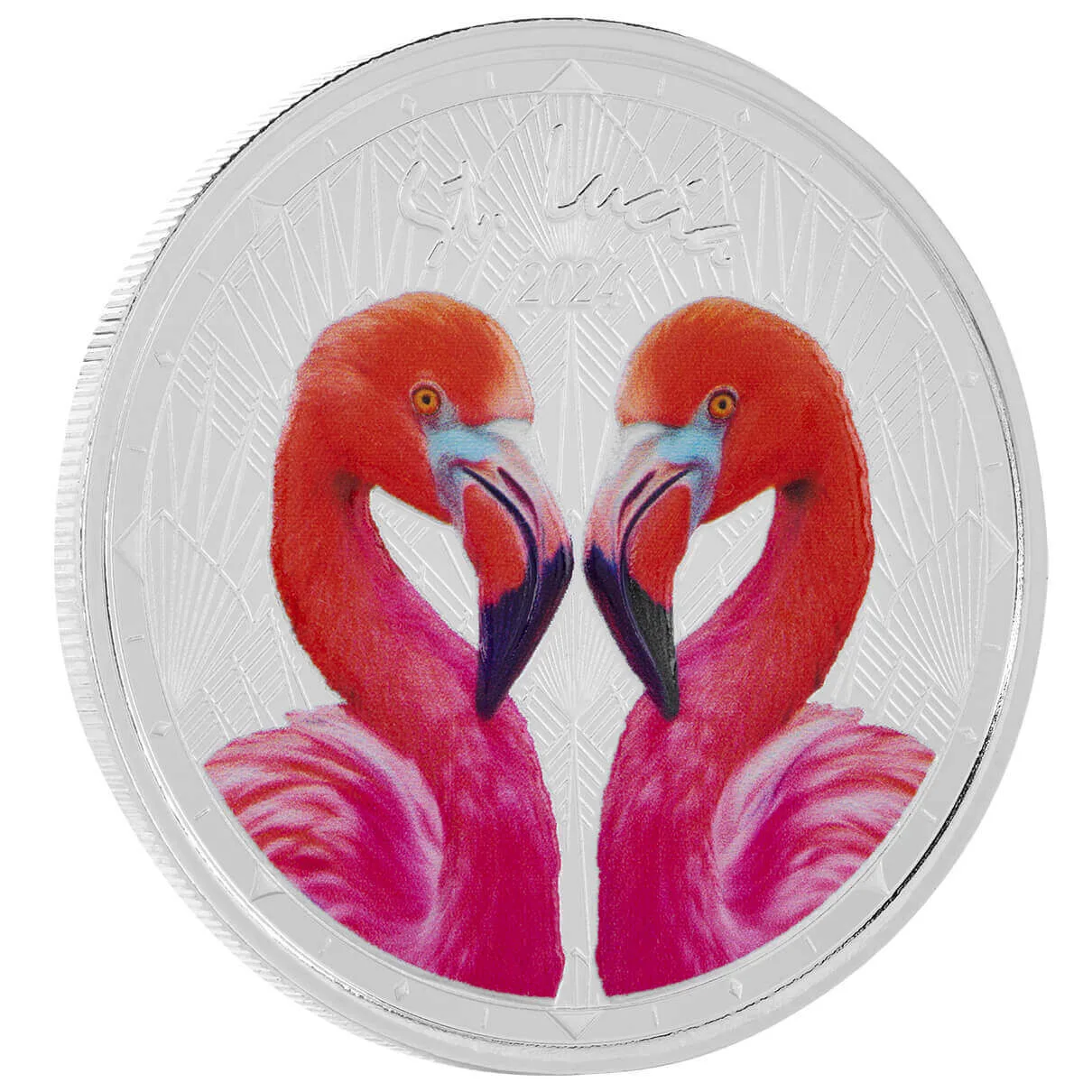 2024 EC8 St. Lucia | Flamingos 1 oz 999 Fine Silver Color Coin ...