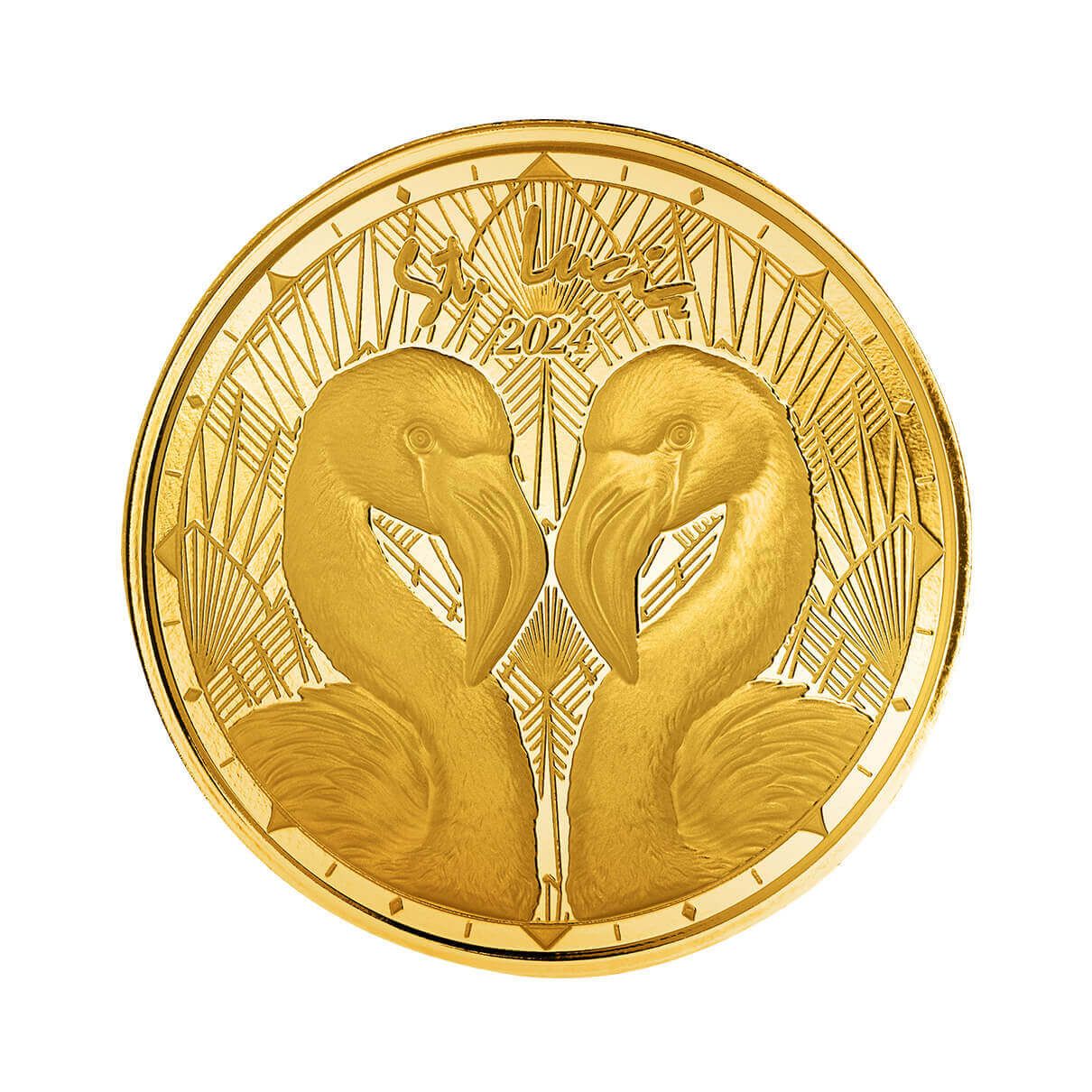 2024 EC8 St. Lucia | Flamingos 1 oz 9999 Fine Gold Coin | Scottsdale Mint