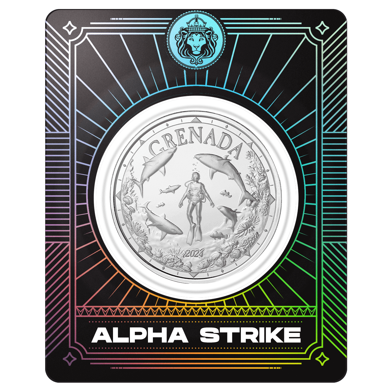 2024 EC8 Grenada | Shark Diver 1 oz 999 Fine Silver Coin Alpha Strike ...