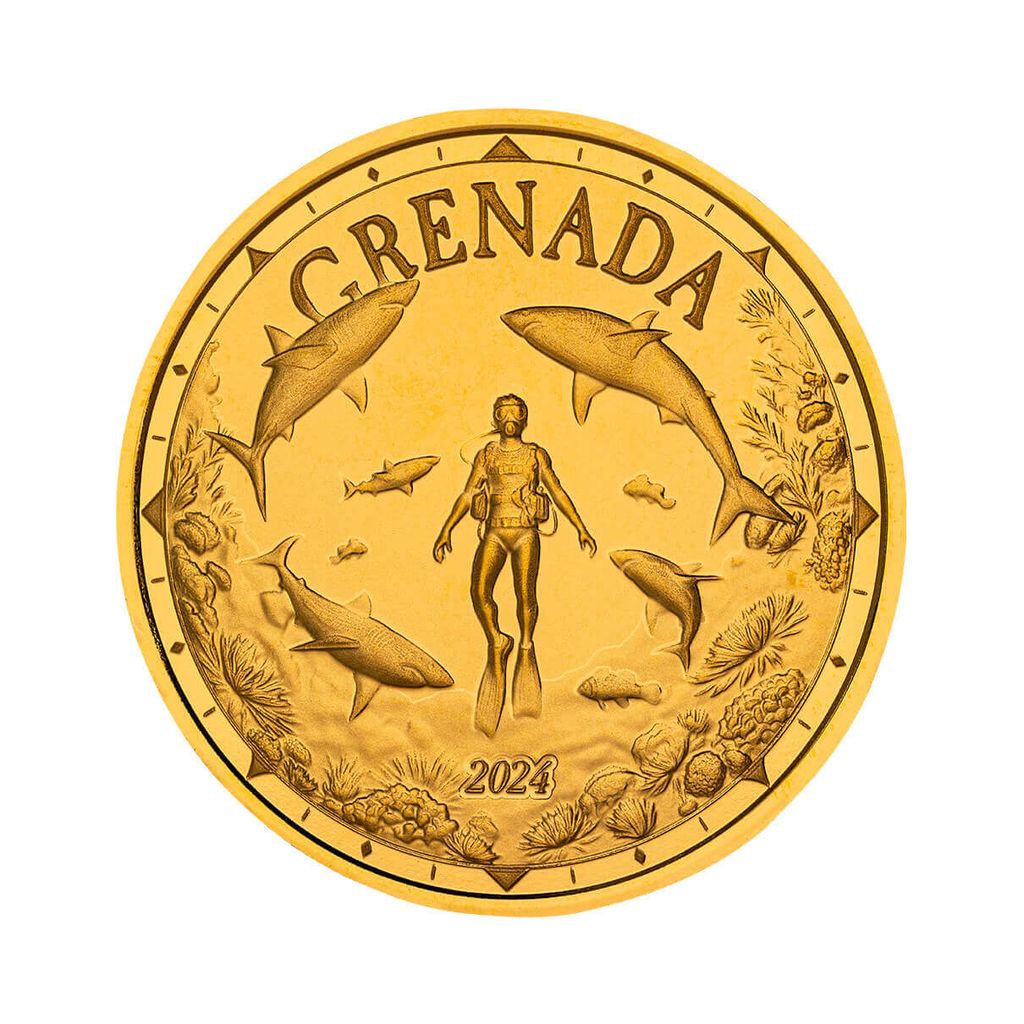 2024 EC8 Grenada | Shark Diver 1 oz 9999 Fine Gold Coin | Scottsdale Mint