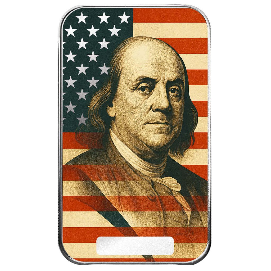 2025 Americana | Classic Benjamin Franklin 1 Troy oz 999 Fine Silver Color Bar