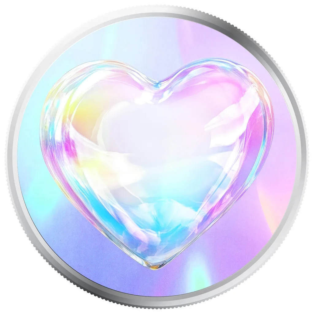 Glass Heart 1 oz Silver Color Round