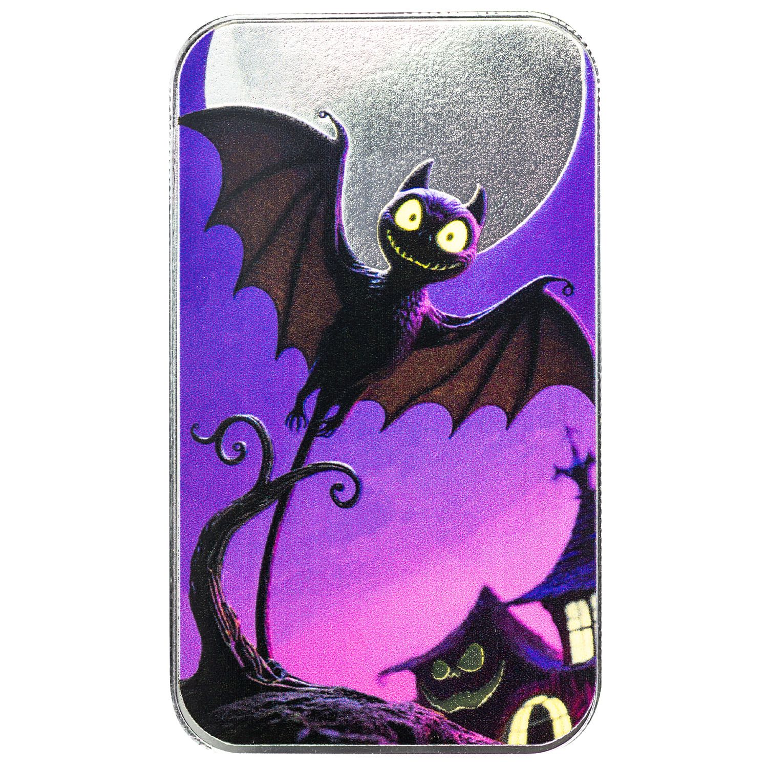 2025 Halloween Horrors | Spooky Bat 1 oz 999 Fine Silver Colorized Bar