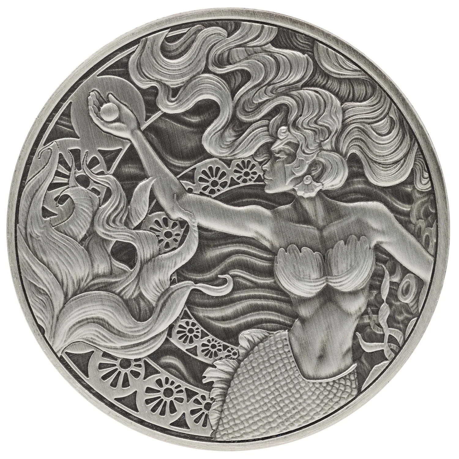 2025 Samoa | Mermaid & Pearl 1 oz 999 Fine Silver Antique Coin