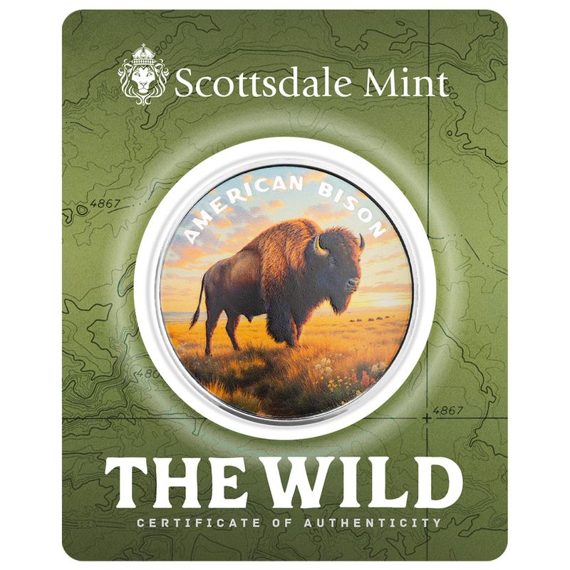 The Wild | American Bison 1 oz 999 Fine Silver Colorized Round