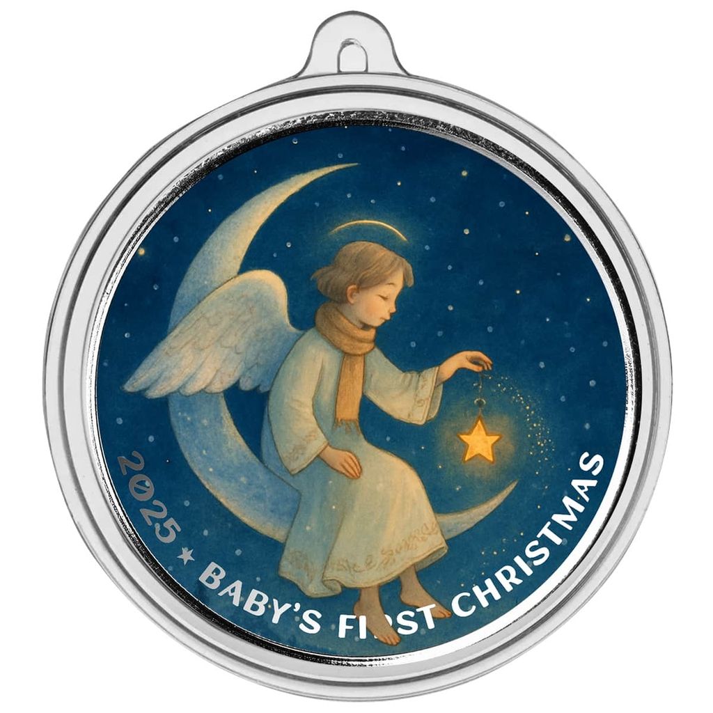 Angel & Star First Christmas 1 oz Silver Colorized Round