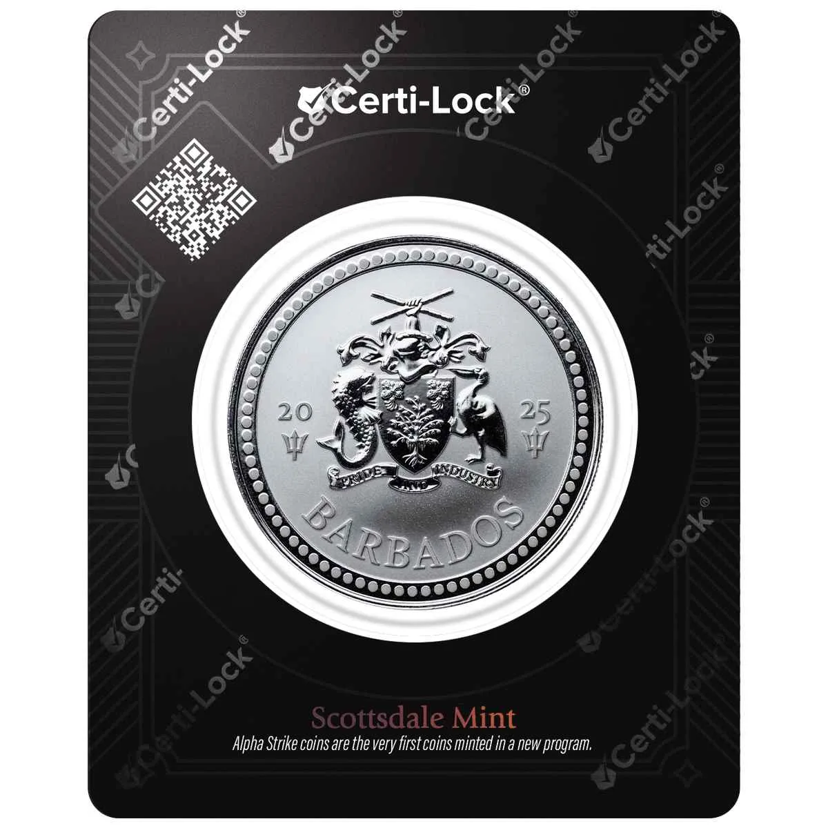 2025 Barbados Trident 1 oz Silver Proof Like Coin Alpha Strike