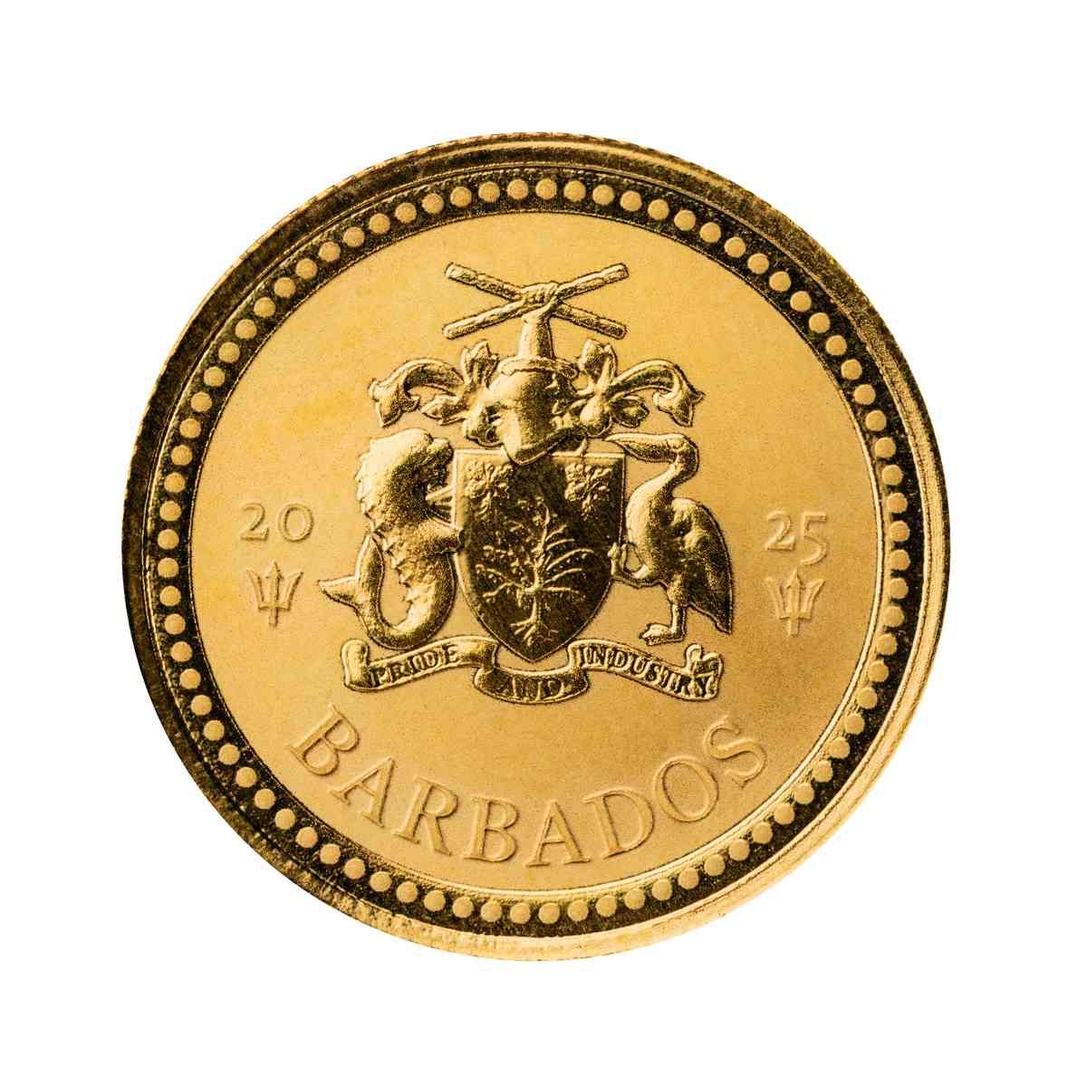 2025 Barbados Trident 1/10 oz Gold Coin